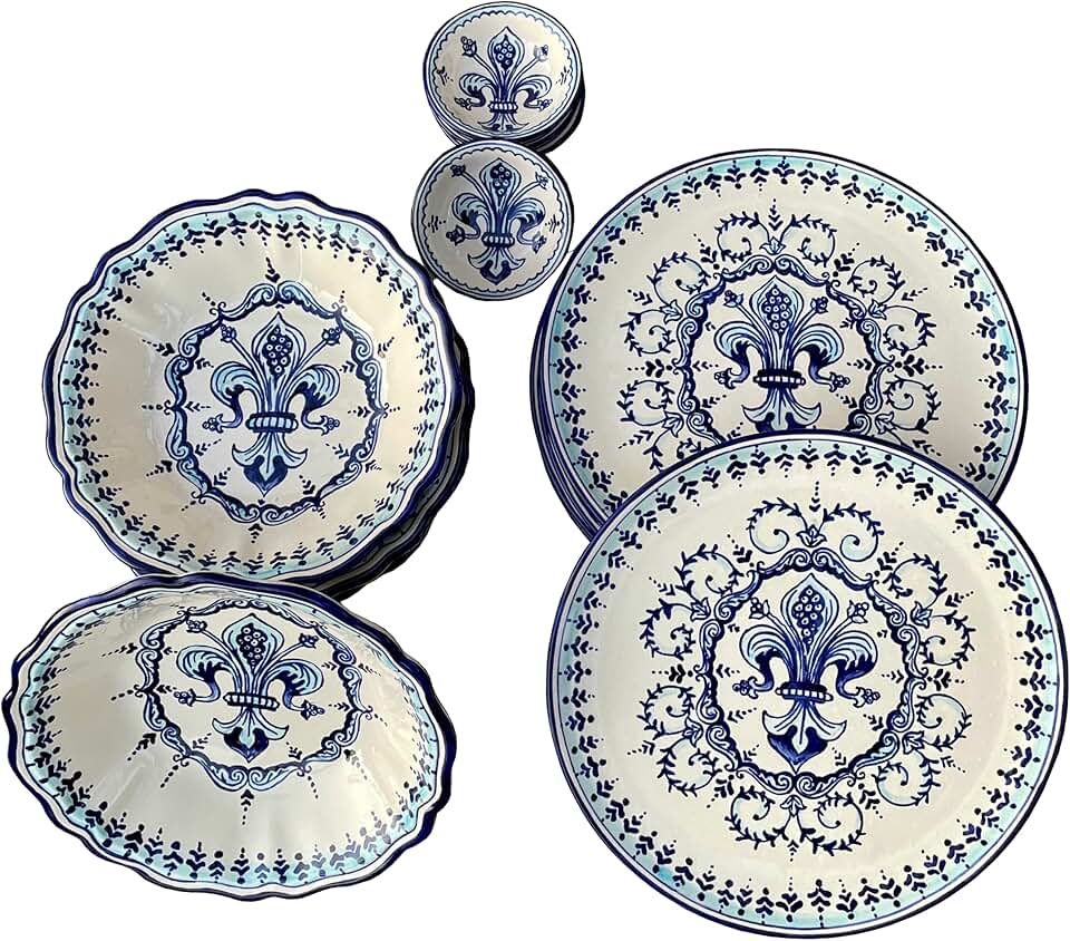 Italian Ceramic Serving Dinnerware Set Complete Pattern Lily Art ...