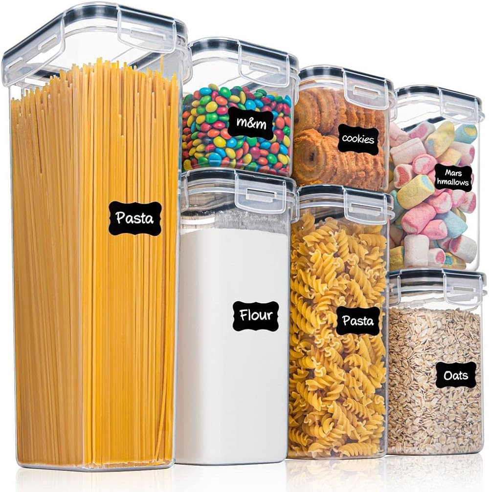 Cereal Containers Storage With Lid, 7Pcs Set Kitchen Food Storage Box ...