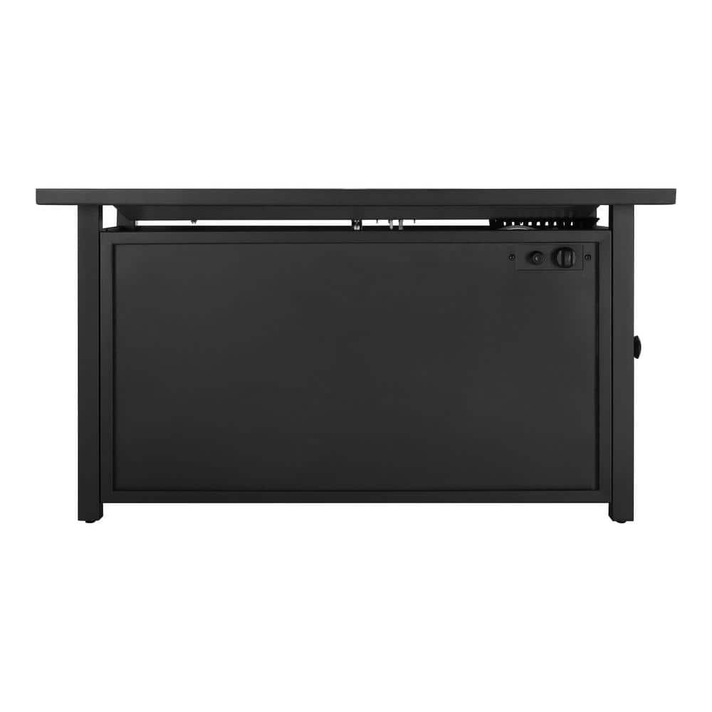 Hampton Bay 30 in. Outdoor Steel Propane Black Gas Fire Pit Table ...