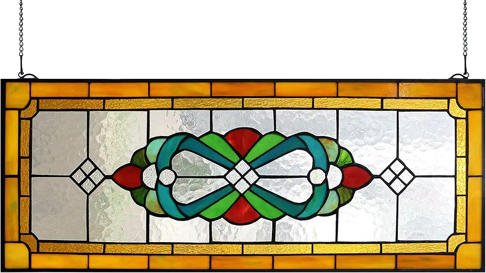 Yogoart Large Tiffany Style Stained Glass Window Hanging Horizontal ...
