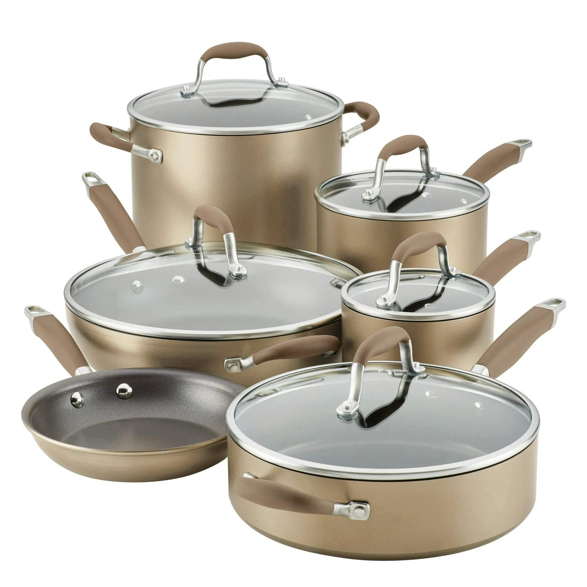 Anolon Advanced Home 11 Piece Nonstick Pots and Pans Set, Bronze ...