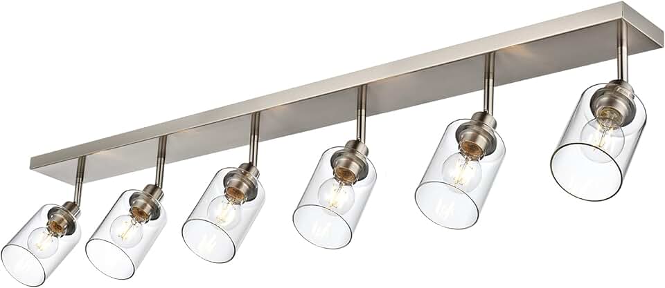 6 Light VINLUZ Bathroom Light Fixtures Classic Vanity Lighting Black ...