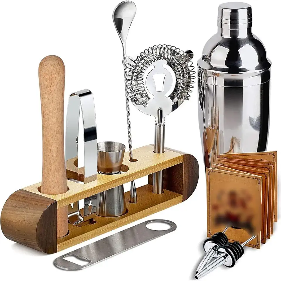 Oval Wooden Frame Contrasting Color Stainless Steel Shaker Complete Set ...