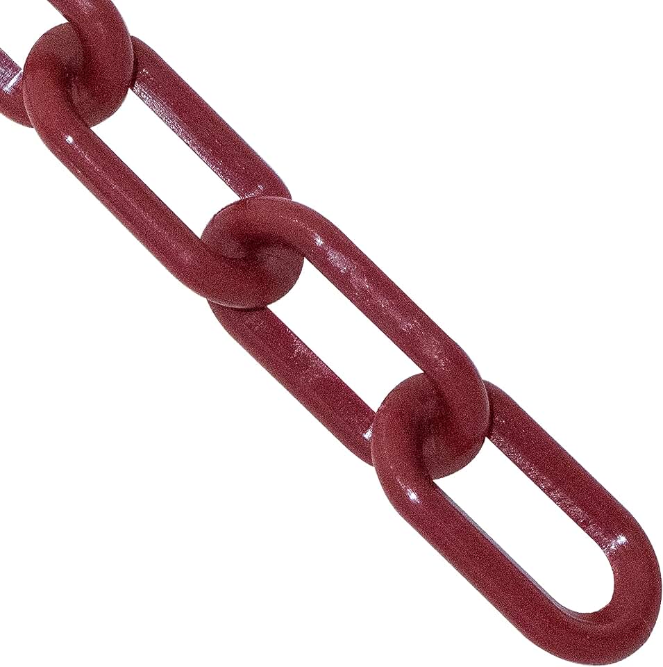 Mr. Chain Plastic Barrier Chain, Crimson, 2-Inch Link Diameter, 500 ...