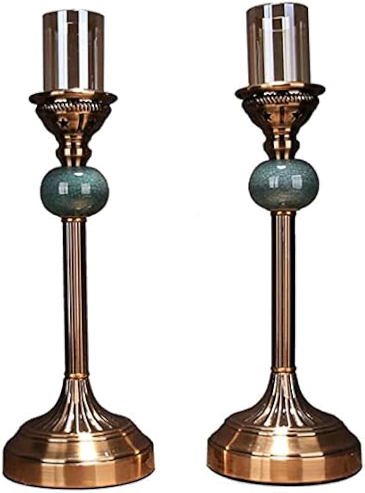Candlesticks Holder Retro Set of 2 Gold Candlestick Metal Pillar Candle Holders, Wedding ...