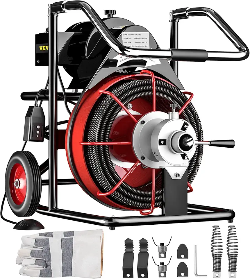 VEVOR Drain Cleaner Machine 100 ft x 1/2 inch for 2 inch to 4 inch(50 ...