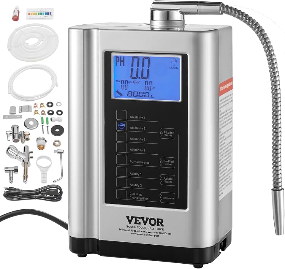 VEVOR Alkaline Water Ionizer Machine, pH 3.5-10.5 Alkaline Acidic ...