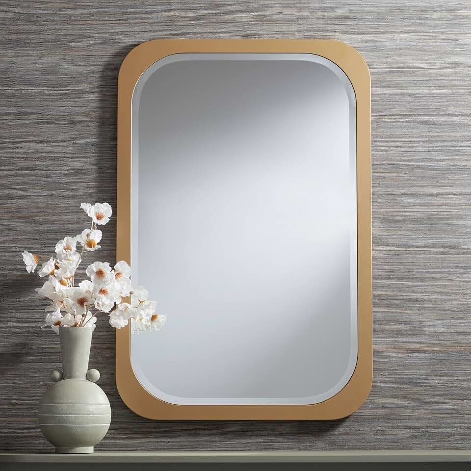 Devonshire Rounded Corner Rectangular Vanity Decorative Wall Mirror ...