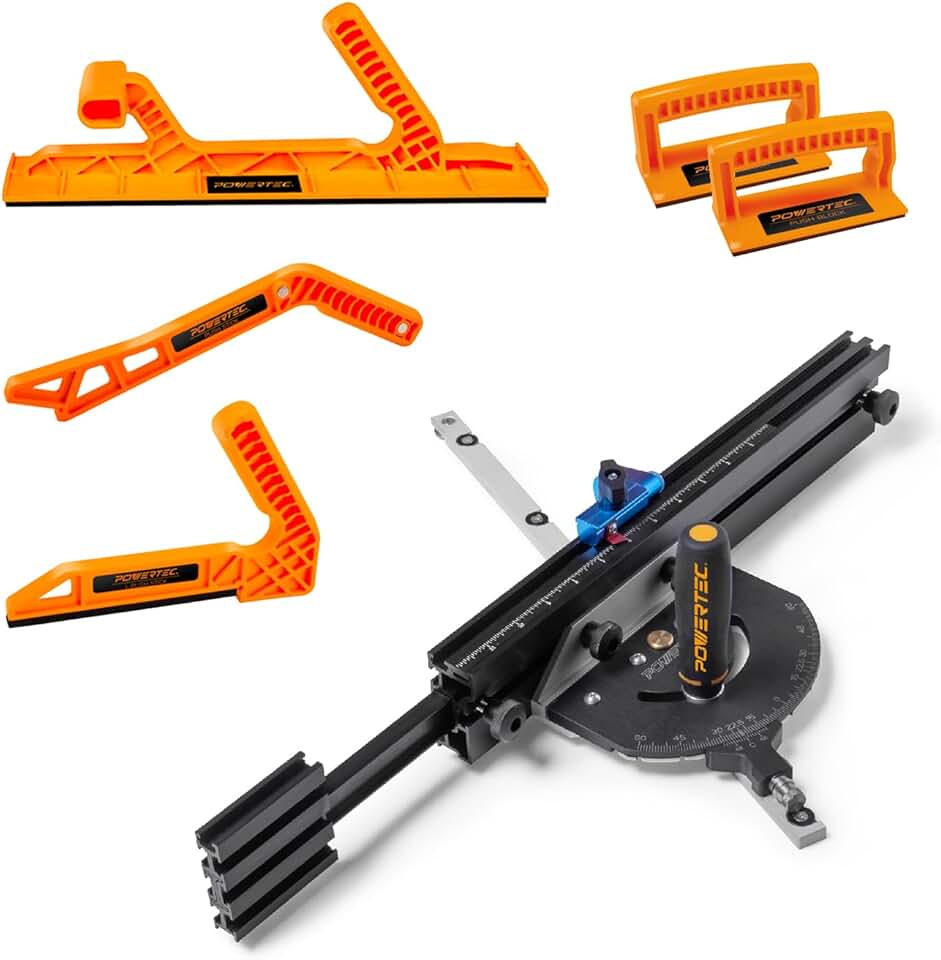 POWERTEC Deluxe Straight Handle & Long Push Block, L & Magnetic Push ...