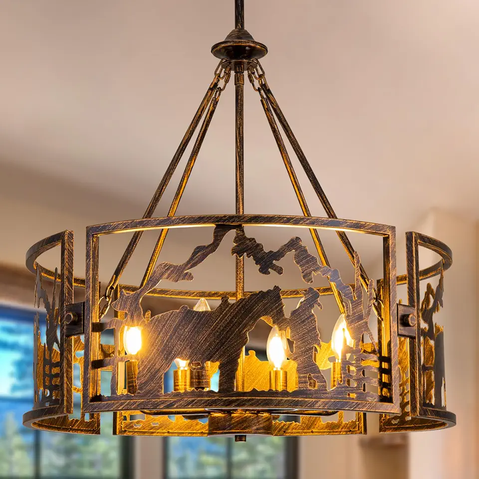 TOCHIC 6-Light Farmhouse Chandelier for Dining Room, Rustic Drum ...