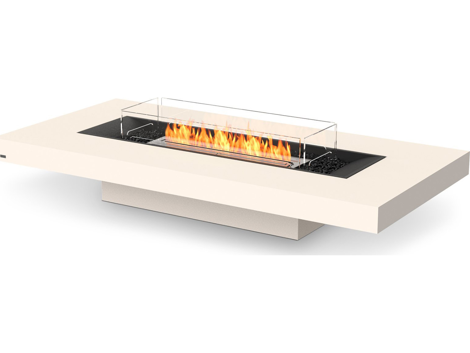 Gin 90 Low Concrete Bone 89''W x 43''D Rectangular Fire Pit Table with ...