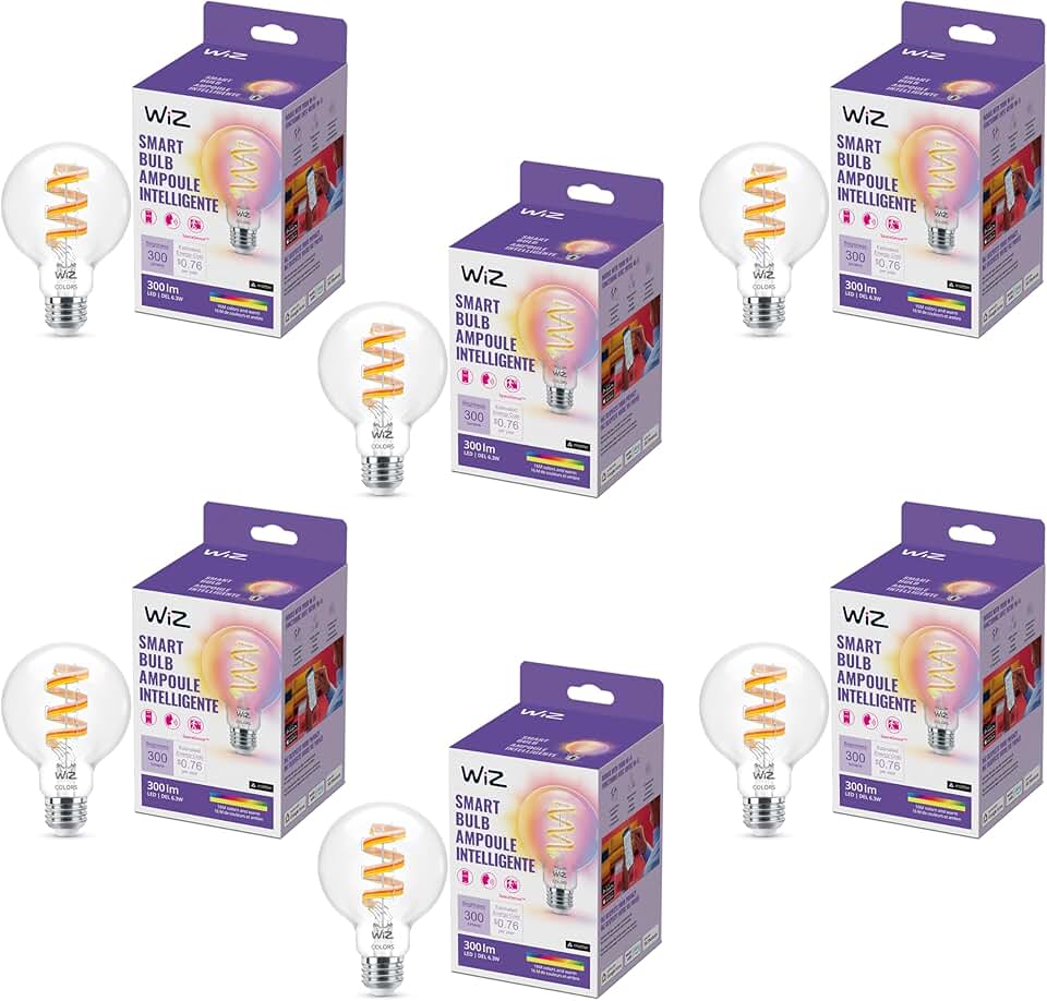 WiZ Color G25 Color Filament LED Smart Bulb - Pack of 6-300 Lumen - E26 ...