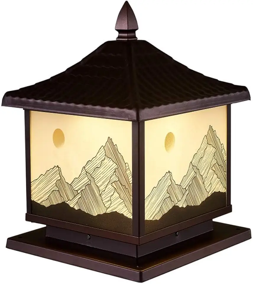 Outdoor Column Light,Glass Aluminium Black Post Light Fixtures, IP55 ...