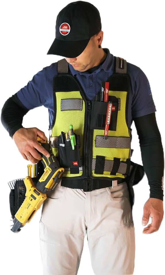 Diamondback Hi-Viz 701 Tool Vest - Safety Tool Vest for Carpenters ...