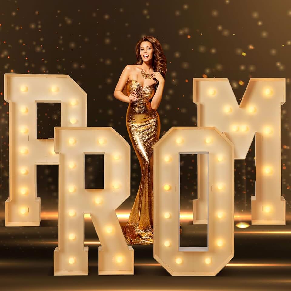 4 Pcs LED Marquee Letter Lights Sign Prom Light Sign 4ft Marquee Light ...