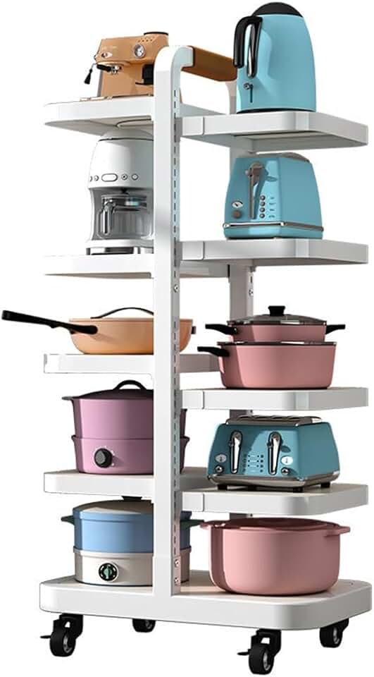 5 Tier Pot and Pan Organizer Rack with Wheels, Snap-on and Adjustable ...