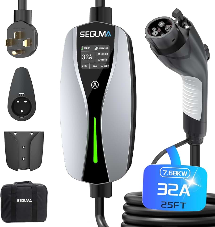 Level 2 EV Charger(32A, 240V, NEMA 14-50 Plug), Portable Electric Car ...