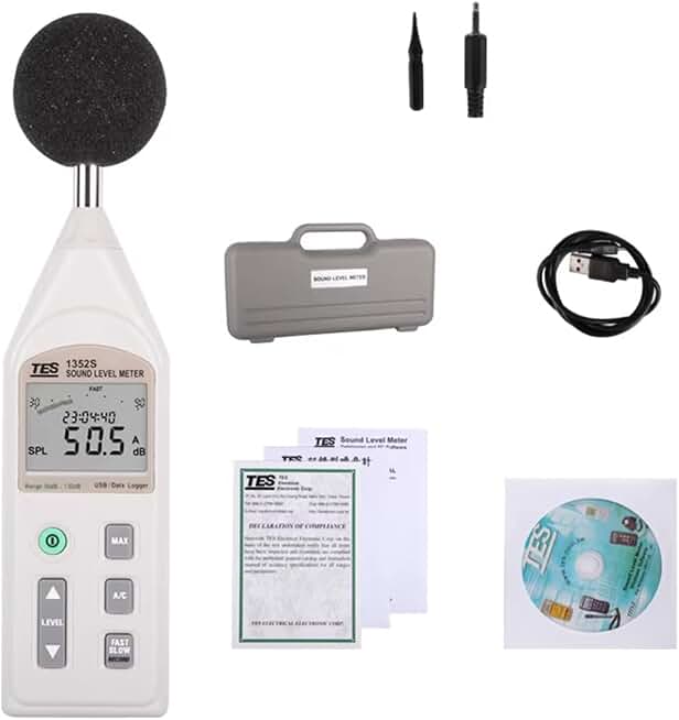 TES-1352S Programmable Sound Level Meter Tester TES1352S 30 to 130dB ...