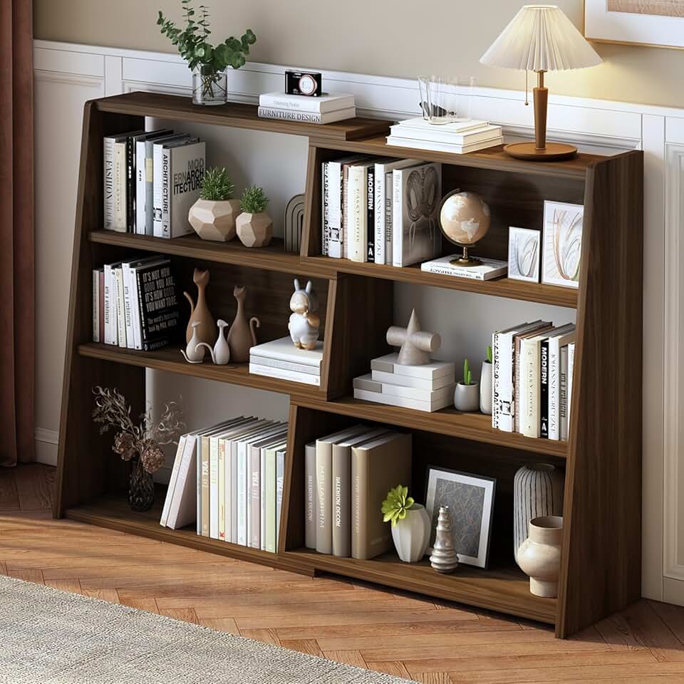 IOTXY Wooden Extendable Shelf Bookcase - 3-Tier Ladder Low Short ...