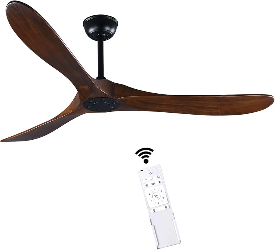 60" Farmhouse Ceiling Fan with Remote Control, Wood Ceiling Fan without ...