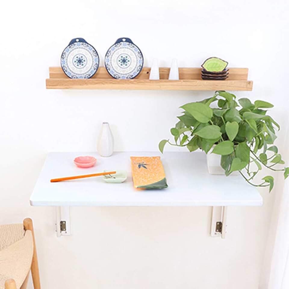 Solid Wood Wall-Mounted Drop-Leaf Table,Foldable Computer Table Desk Kitchen Dining Table ...