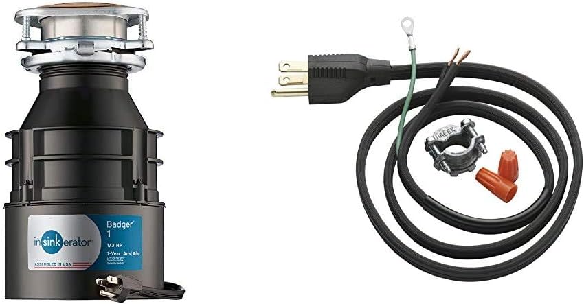 InSinkErator Garbage Disposal with Cord, Badger 1, 1/3 HP Continuous ...