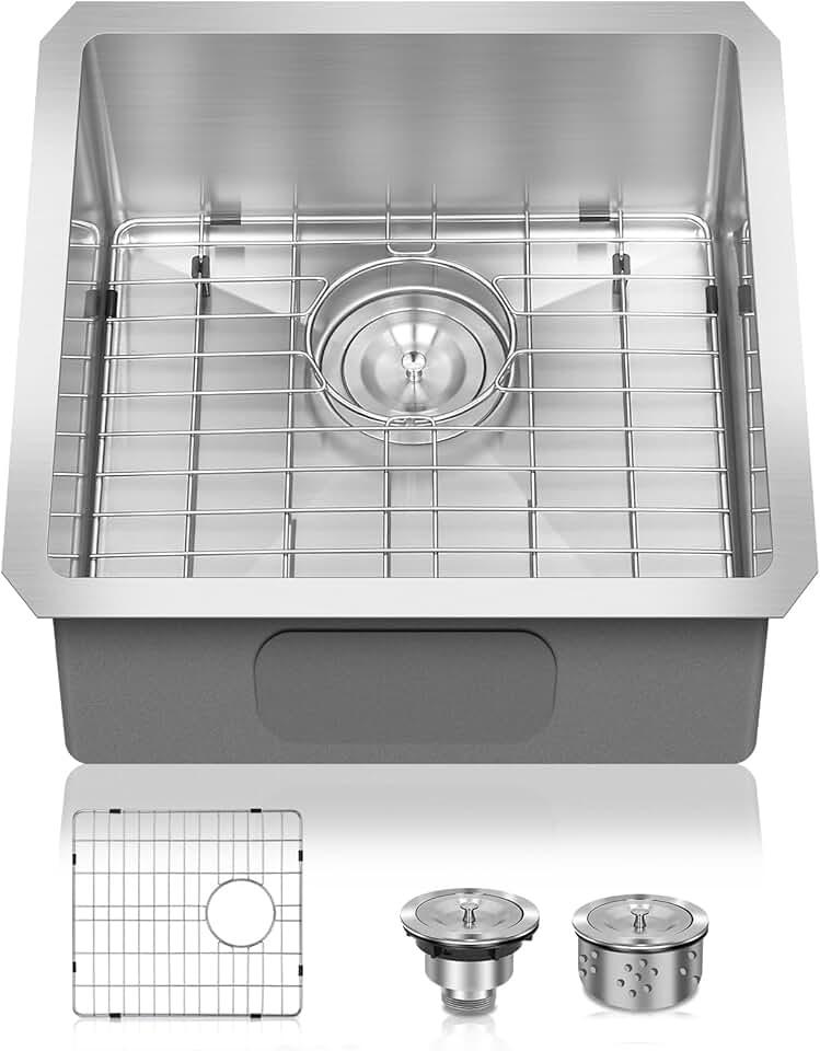 Tysun 17 Inch Undermount Kitchen Sink - 17x17 Inch Stainless Steel Bar ...