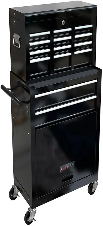 Rolling Tool Chest with 4 Steering Wheels Drawers 8-Drawer Tool Storage ...