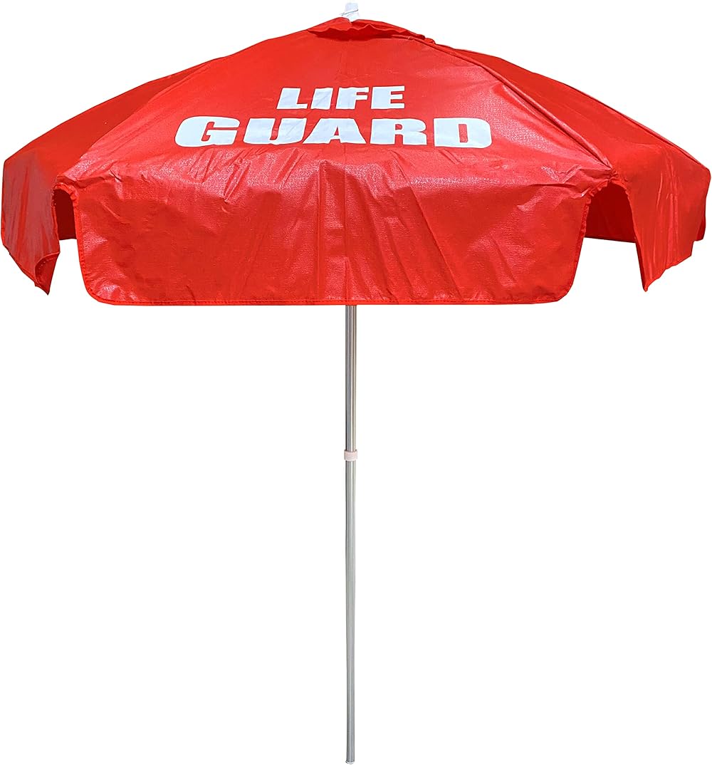 Kemp USA Lifeguard Umbrella - Red | Outdoor Umbrella with Push Tilt ...