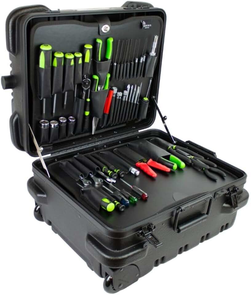 Rolling Tool Case with Wheels - Military Ready Black Tool Case with 2 ...