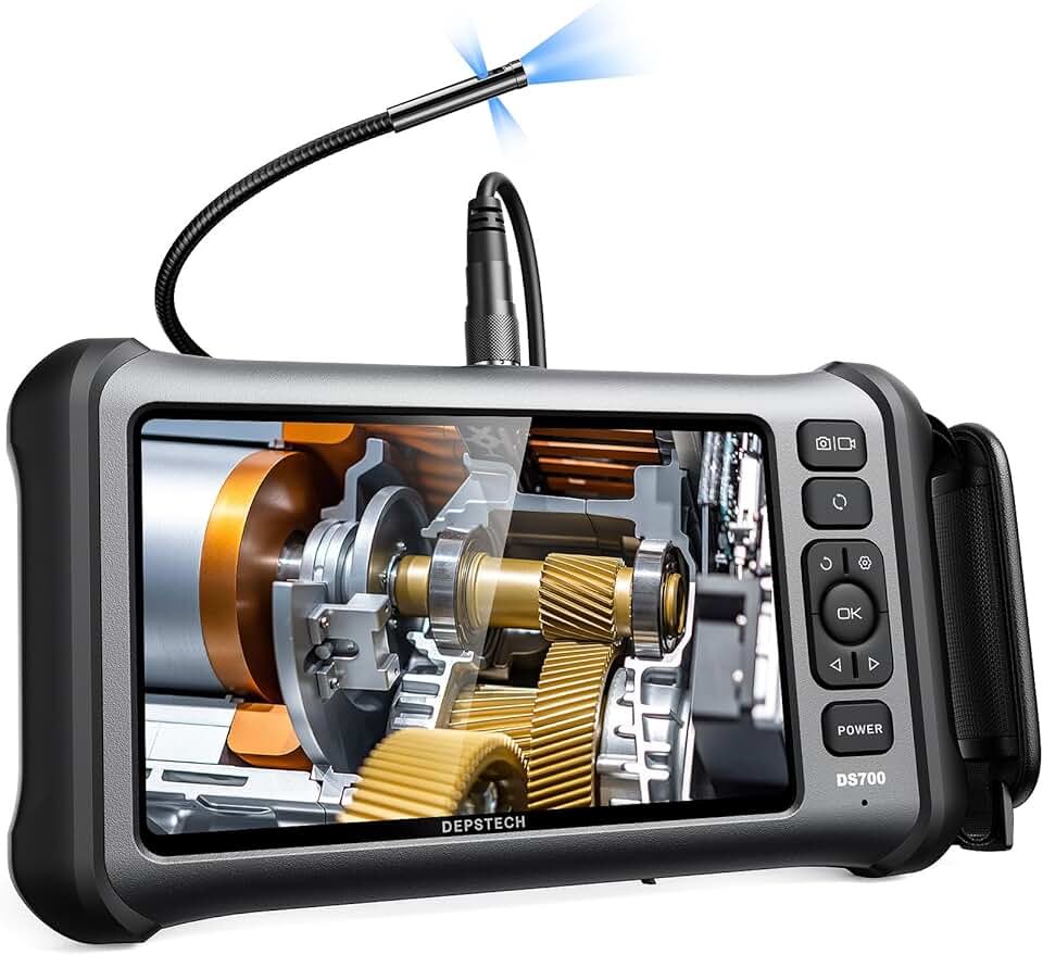 DEPSTECH 7'' IPS Screen Borescope, Triple Lens Endoscope Camera with ...