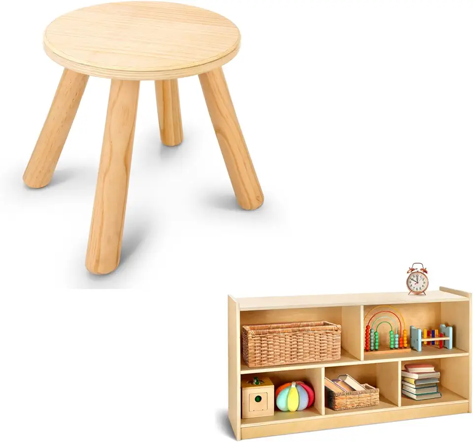Wooden Step Stools + Wooden Storage Cabinet - Arizona Outlet