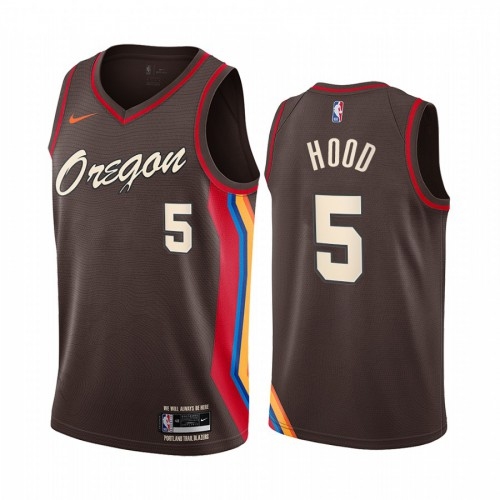 Nike Portland Trail Blazers #5 Rodney Hood Chocolate NBA Swingman 2020 ...