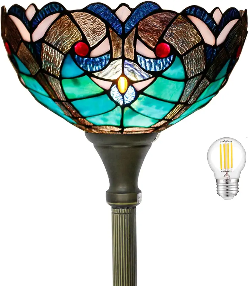 WERFACTORY Tiffany Floor Lamp Green Liaison Stained Glass Light ...