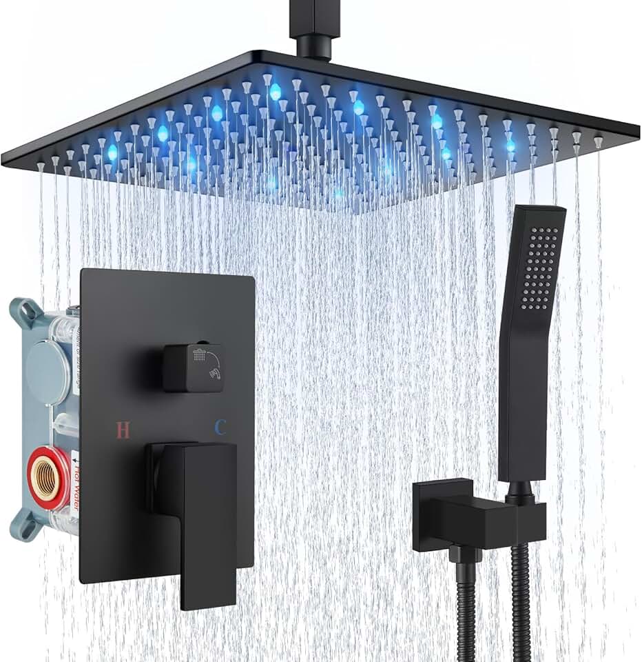 Aolemi 12 Inch Ceiling Shower Faucet Set with Handheld Spray High ...