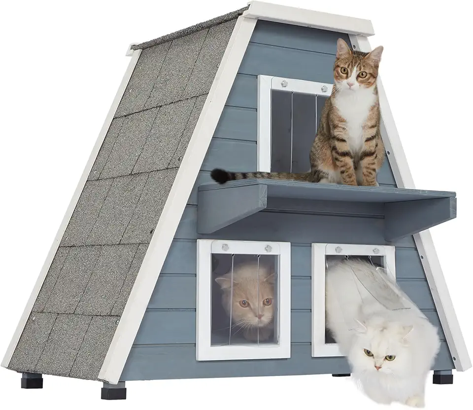 Petsfit Outdoor Cat House Weatherproof, Outside Feral Cat House with ...