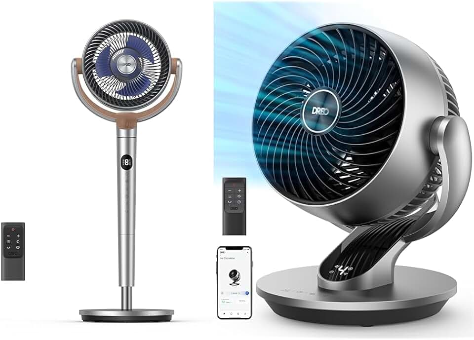 Dreo Standing Fan with Remote, Bedroom Circulator, and Smart Air Circulator with Remote - 120 ...