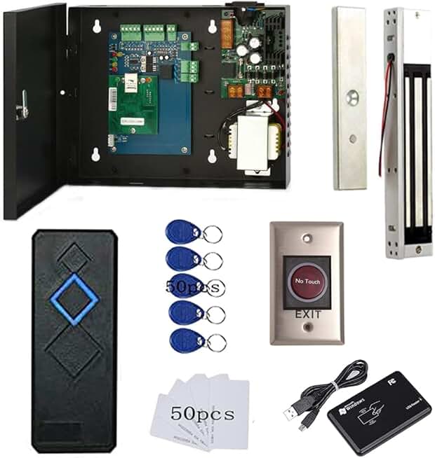 1 Door Access Control System with 600lbs Magnetic Lock Access Control Panel 110V Power Supply ...