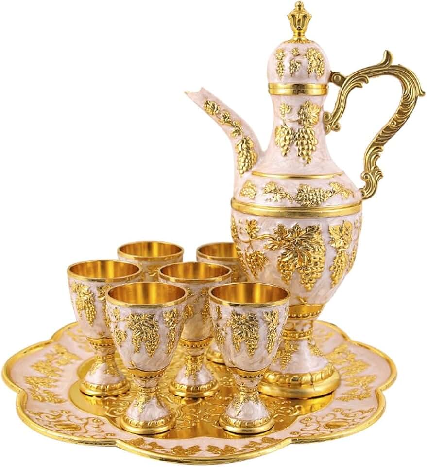 Metal Wine Set Creative Vintage Wine Pot Wine Splitter Wine Glass ...