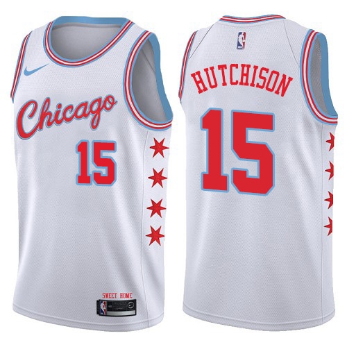 Nike Chicago Bulls #15 Chandler Hutchison White NBA Swingman City ...