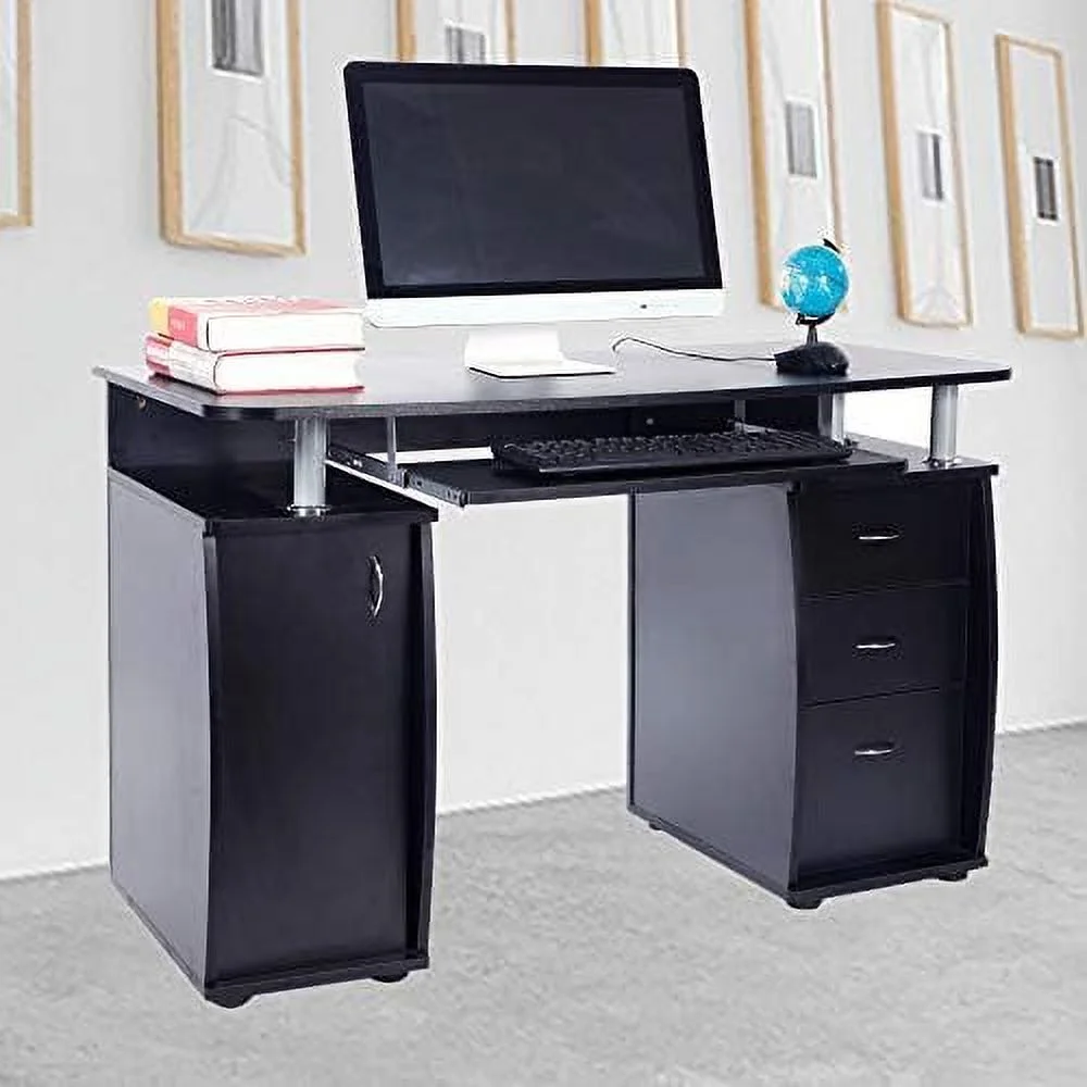 ASDRFYU Computer Desk with Drawers Keyboard Tray PC Laptop Notebook ...