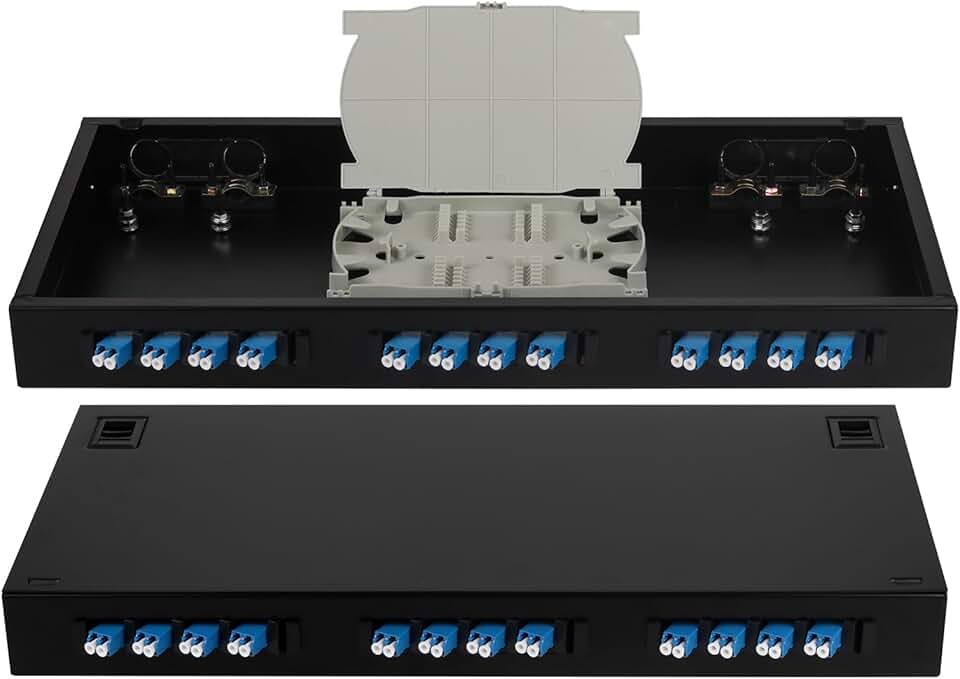 2-Pack LC-SM 12 Duplex 24 Port Rack Mount Enclosure Box with Splice ...