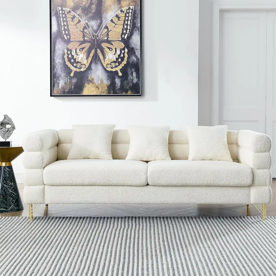 81 Inch Oversized 3-Seater, Modern Upholstered Deep Seating 3 Throw ...