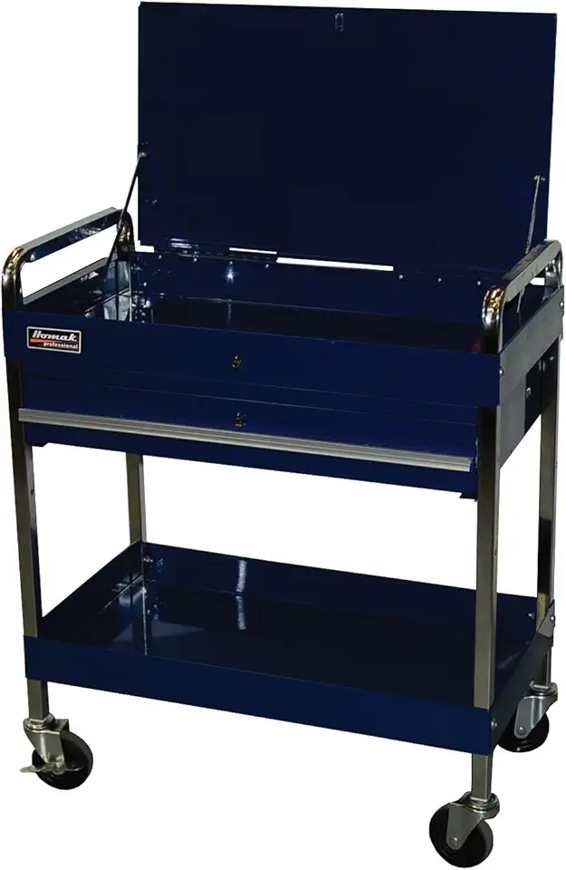 Homak Professional Series 1-Drawer Flip-Top Utility Service Cart, Blue ...
