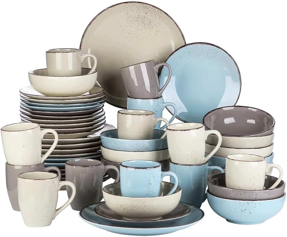 48-Piece Stoneware Ceramic Dinnerware Set with Dinner Plate Dessert ...