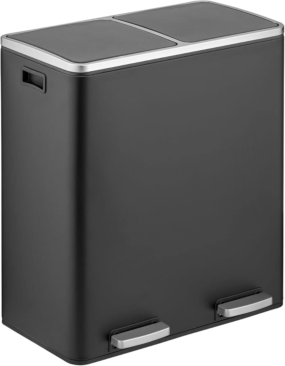 mDesign Metal Steel 16 Gallon/60-Liter, Large Dual Compartment Step ...