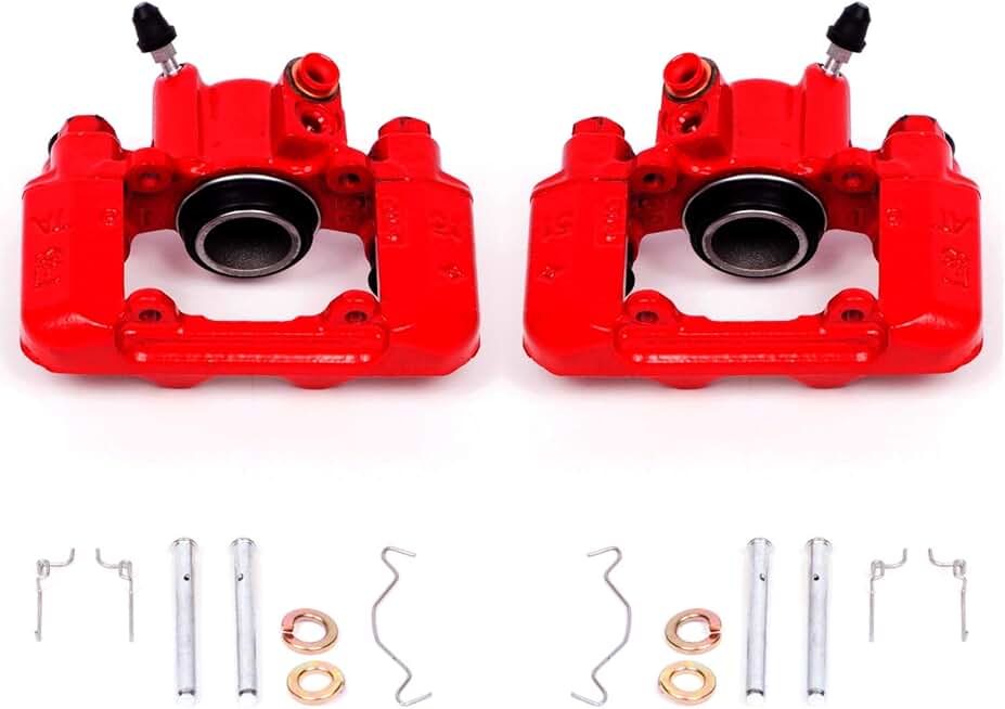 Power Stop Rear S2612 Pair of High-Temp Red Powder Coated Calipers ...