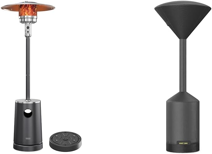 EAST OAK 50,000 BTU Patio Heater Bundle with Cover, Wheels, Double ...