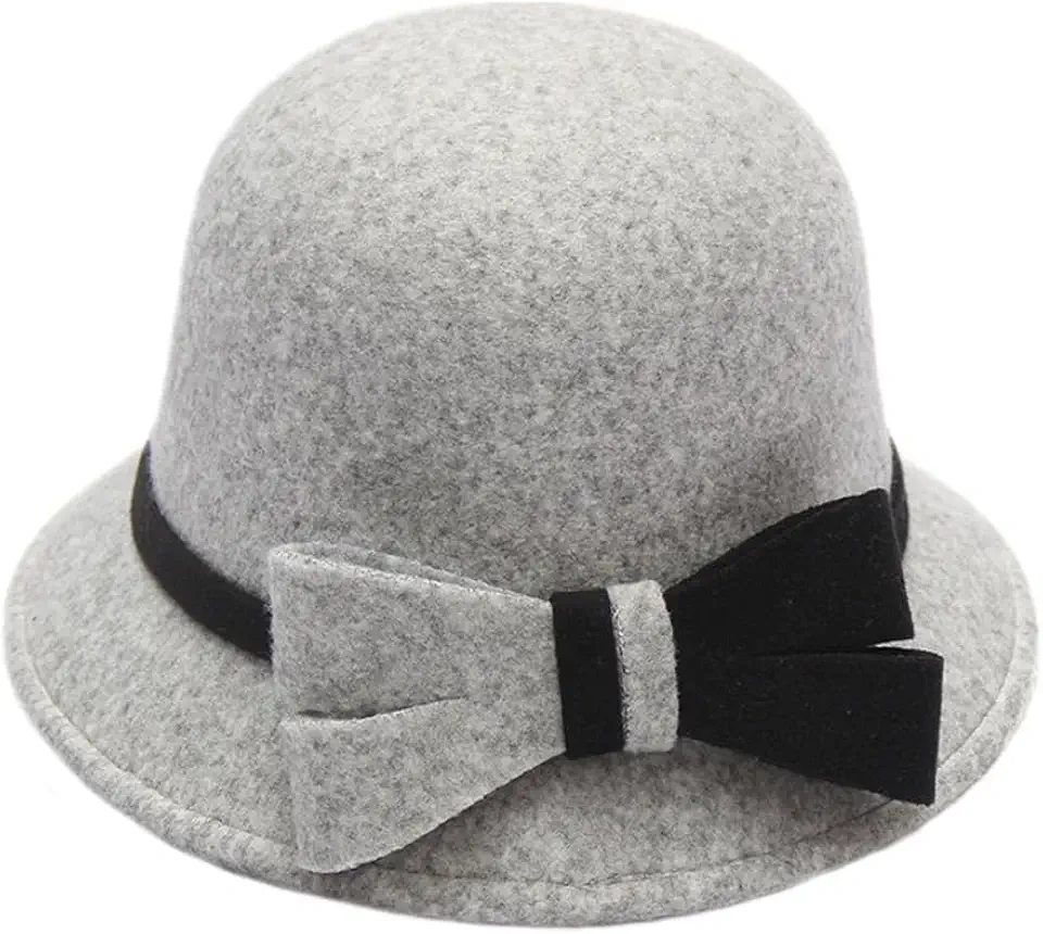 Wool Tweed Hat Basin Hat Round Top Elegant Temperament Felt Hat Bowler ...