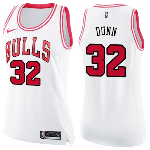 Nike Chicago Bulls #32 Kris Dunn White/Pink Womens NBA Swingman Fashion ...